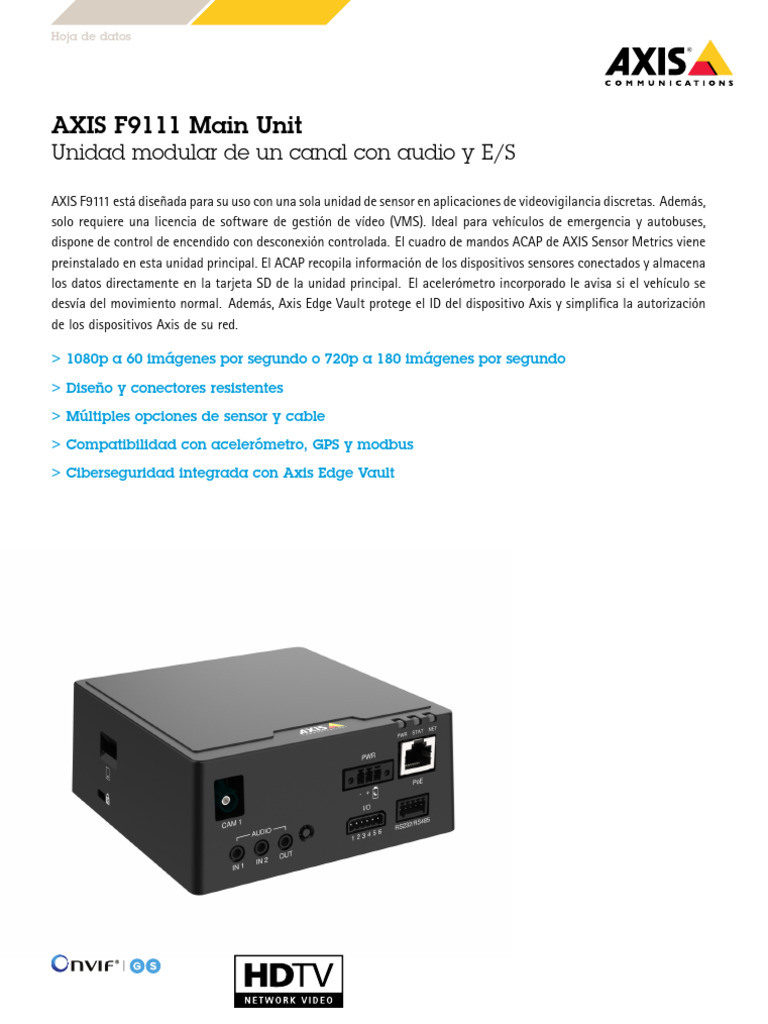 Unidad Principal AXIS F9111 para Videovigilancia | PDF | Transport ...