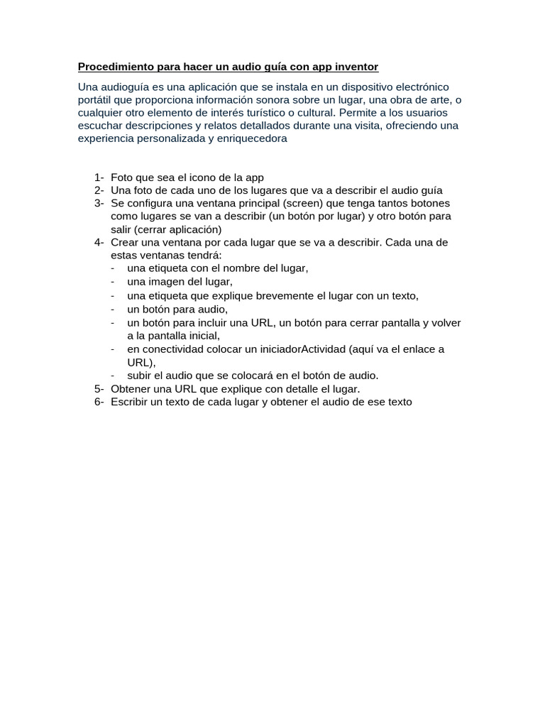 Procedimiento para Hacer Un Audio Guía Con App Inventor | PDF