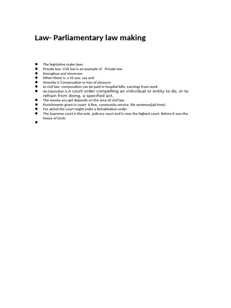 Law-Parliamentary Law Making | PDF
