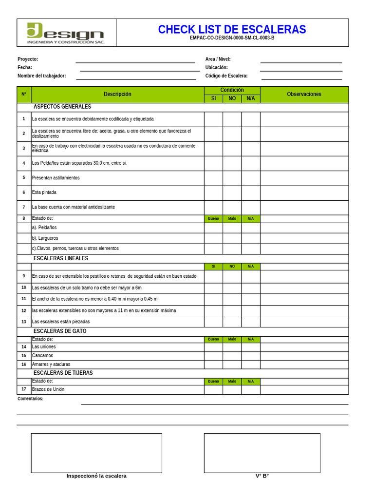 Check List de Escaleras | PDF | Escalera | Edificios y estructuras de ...