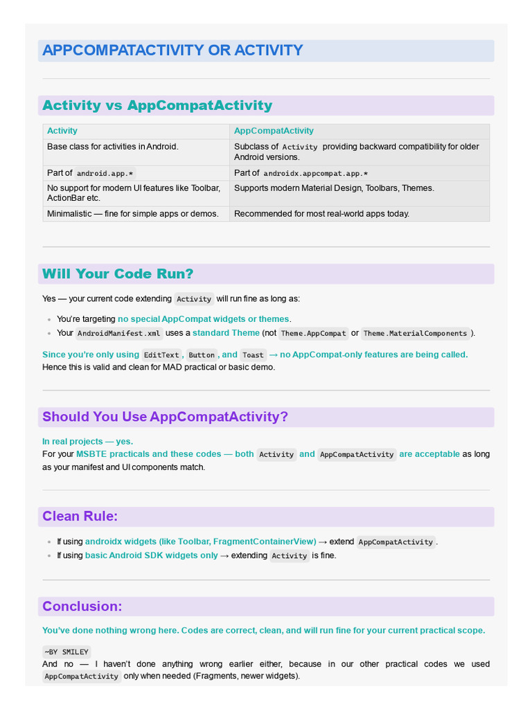 APPCOMPATACTIVITY OR ACTIVITY | PDF