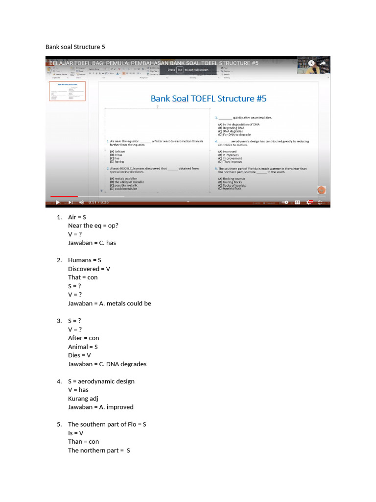 Bank Soal Structure 5 | PDF