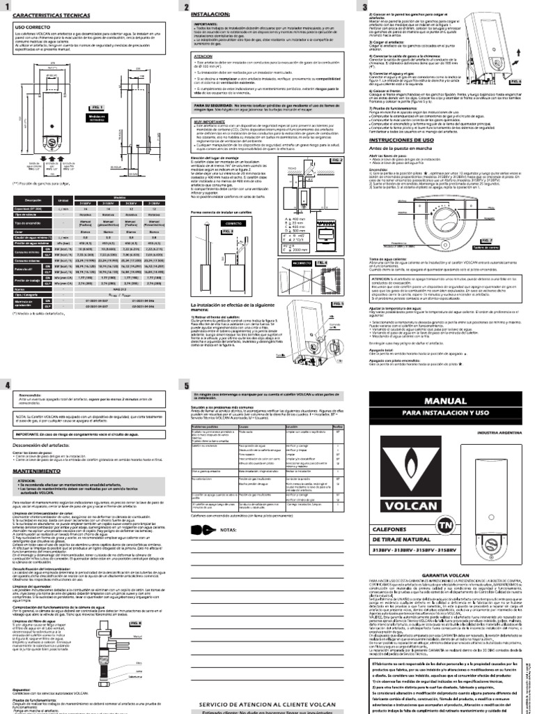 Manual Calefones BFV y BRV | PDF
