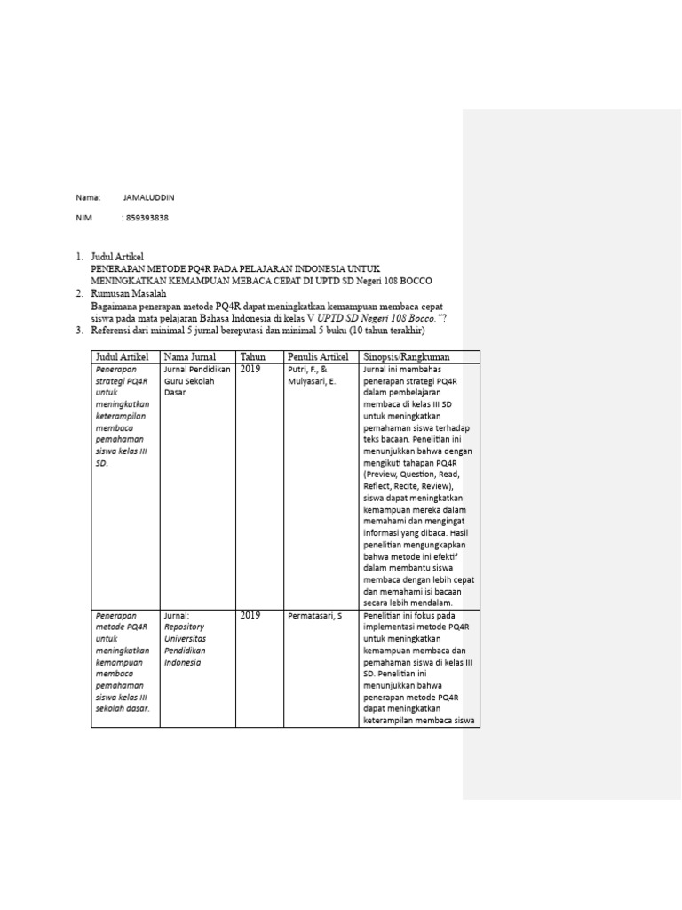 Tugs 1 Karya Ilmiah Jamaluddin 859393838 | PDF