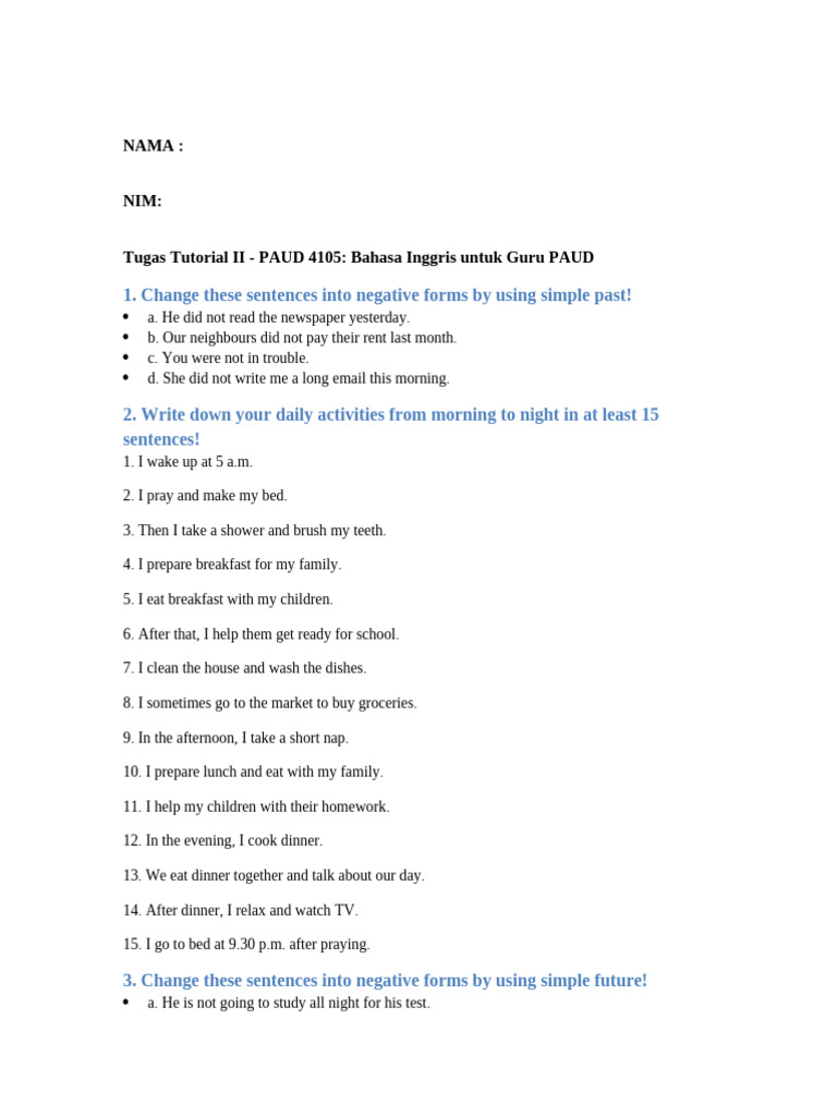 Tugas Tutorial II PAUD 4105 | PDF