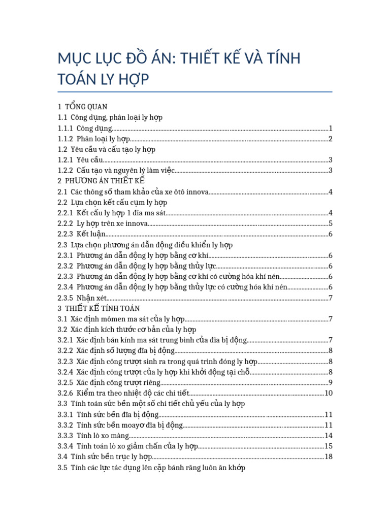 Muc Luc Thiet Ke Va Tinh Toan Ly Hop | PDF