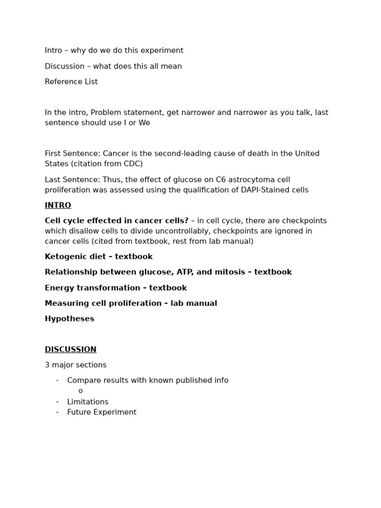 Bio Lab Report Outline | PDF