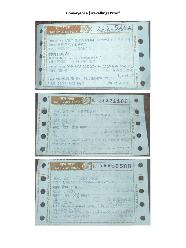 March Conveyance Money Proof Musareib S&T | PDF