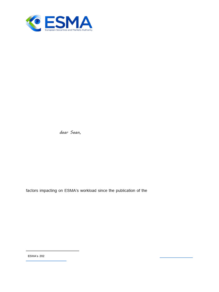 Ref: Prioritisation of 2025 ESMA Deliverables | PDF