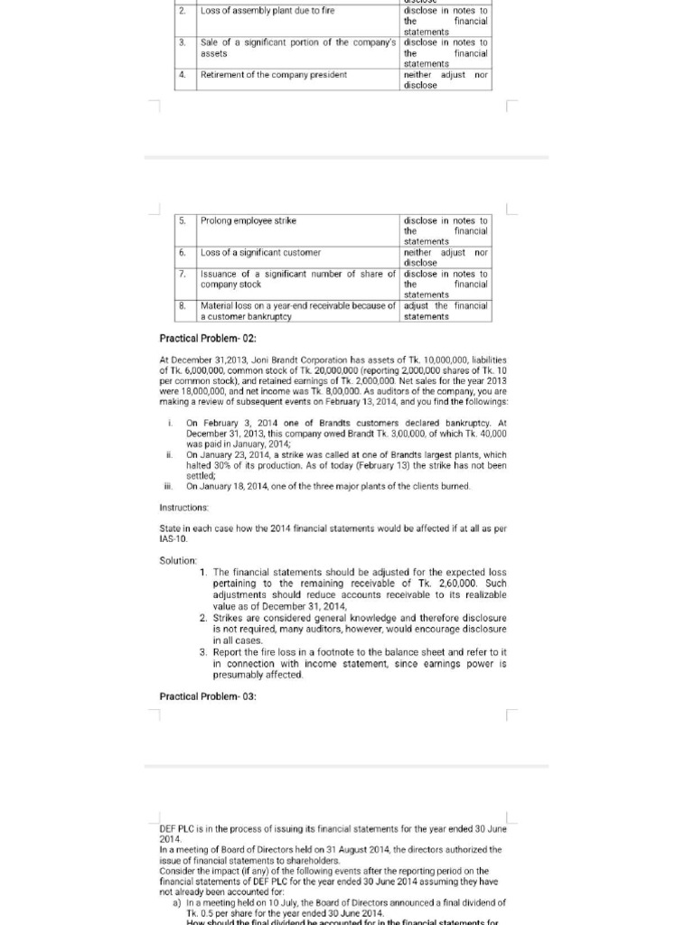 Set-4 (Events After Reporting Date) IAS10 | PDF