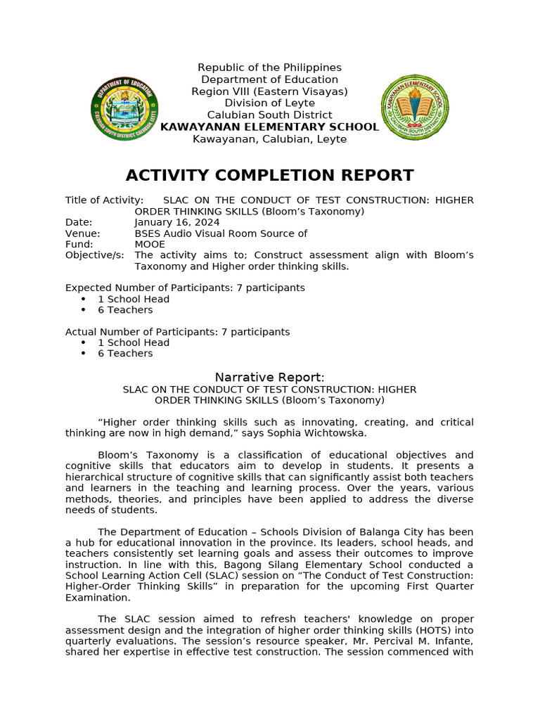 ACR 1 | PDF | Educational Assessment | Learning