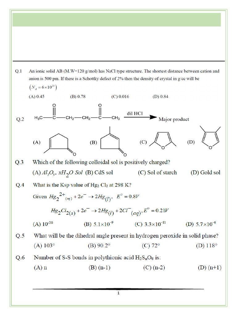 Bakliwal Tutorials Chemistry: Assignment Single Correct Type | PDF