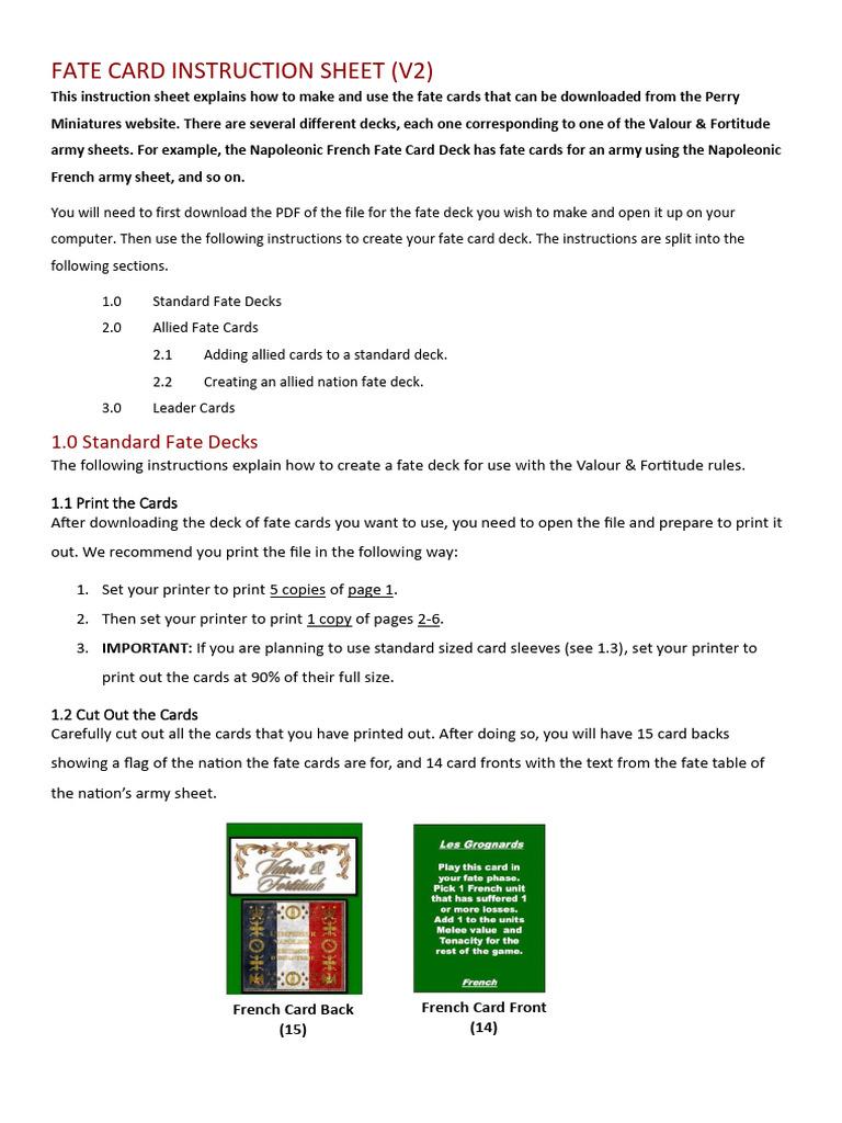 Fate Deck Creation Instructions | PDF | Playing Cards | Printer (Computing)