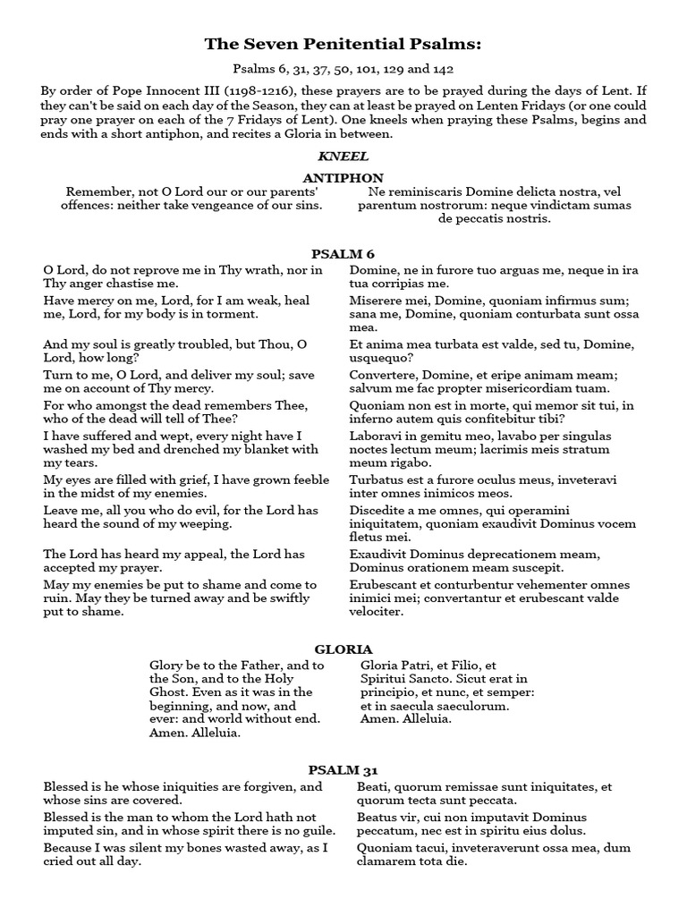 Seven Penitential Psalms for Lent | PDF | Jesus | Religious Belief And ...