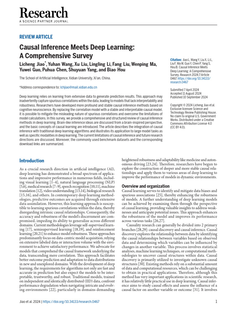 Causal Inference Meets Deep Learning - A Survey | PDF | Causality | Deep Learning