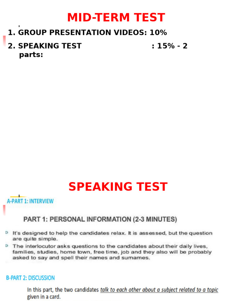 Speakiing Test | PDF