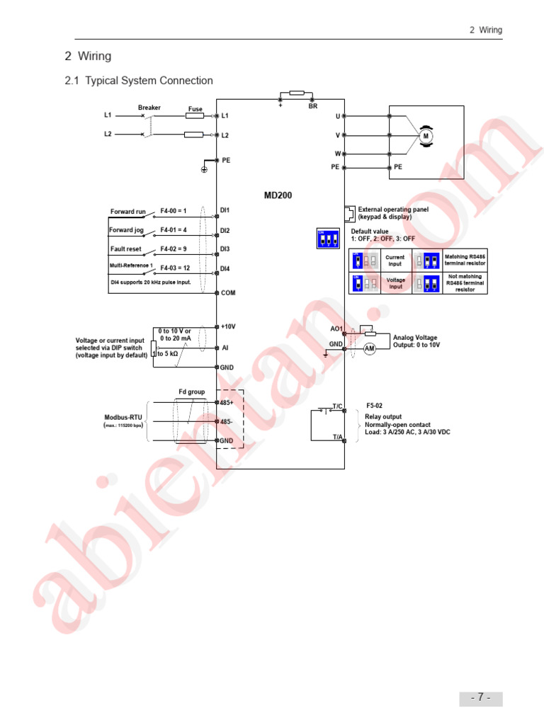 Wiring Diagram for Inovance MD200 | PDF | Electrical Engineering ...