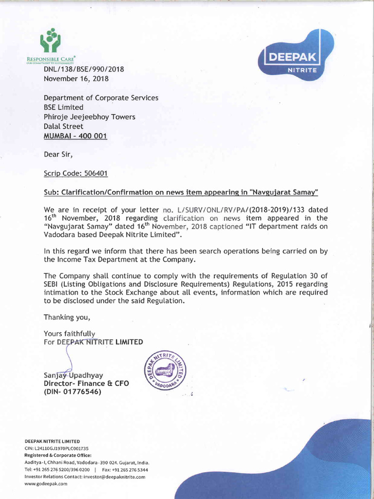 Deepak Nitrite - Reply | PDF