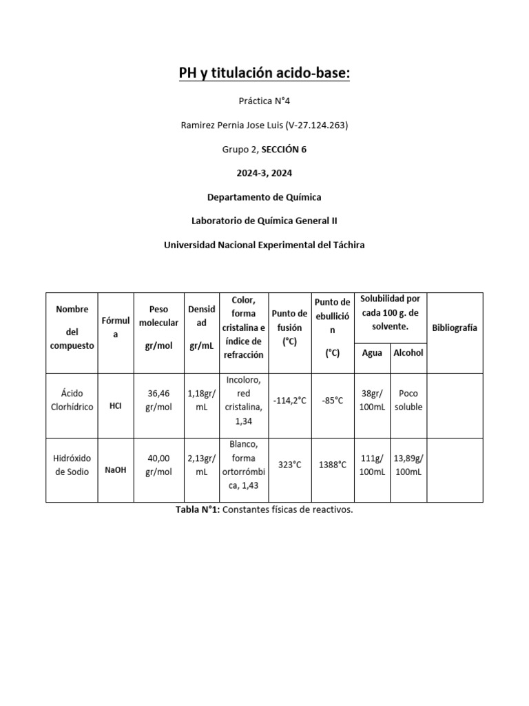 Pre Informe Practica 4 | PDF | Hidróxido de sodio | Solubilidad