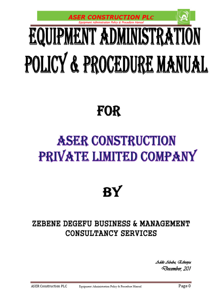 ASER Equipment Administration Manual | PDF | Policy | Specification ...