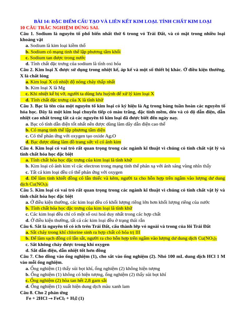 14.bai 14.dac Diem Kim Loai Va Lien Ket Kim Loai. Tinh Chat Kim loáº¡i ...