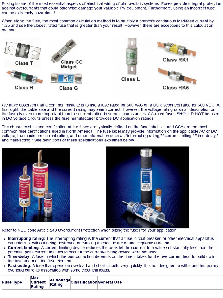 Fuse Classes. How to Choose Correctly_ _ Greentech Renewables | PDF ...