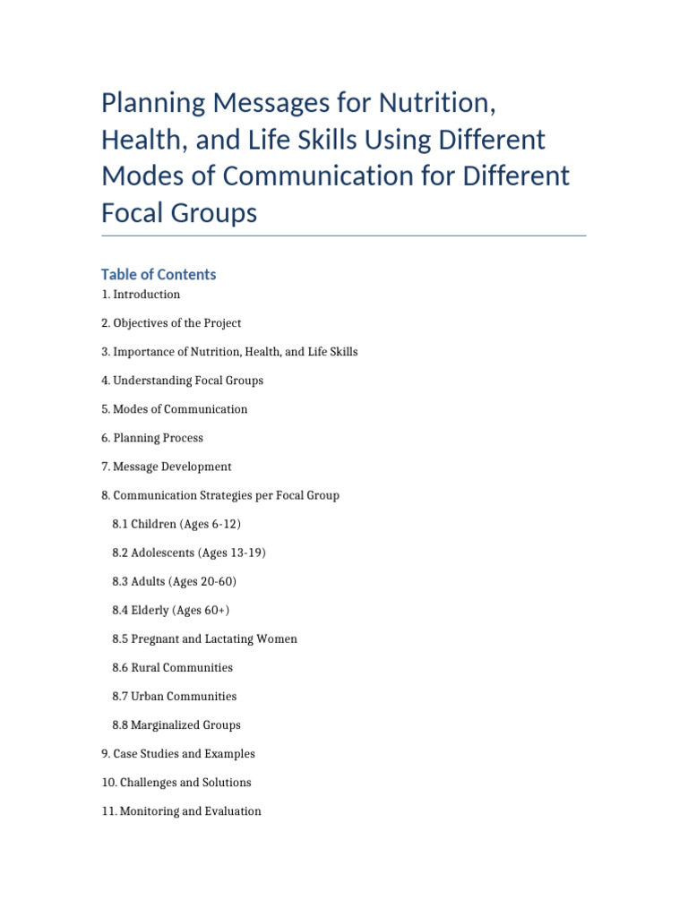 Nutrition and Health Communication Strategies | PDF