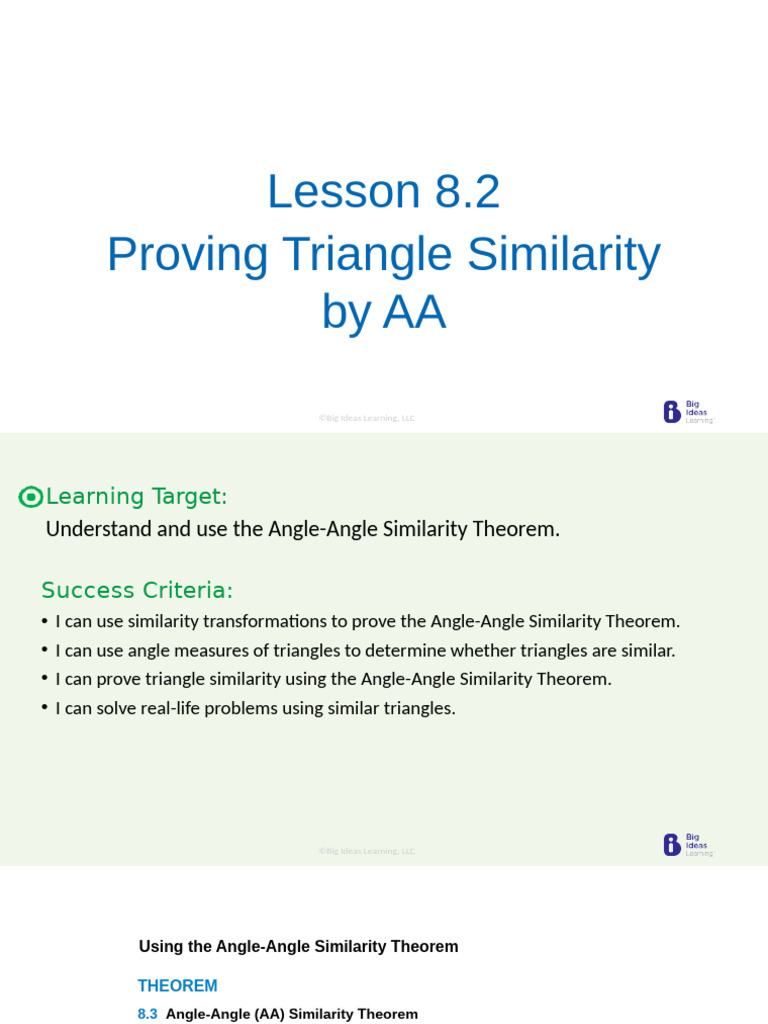 8 - 2 Proving Triangle Similarity by AA | PDF | Triangle | Geometric Shapes