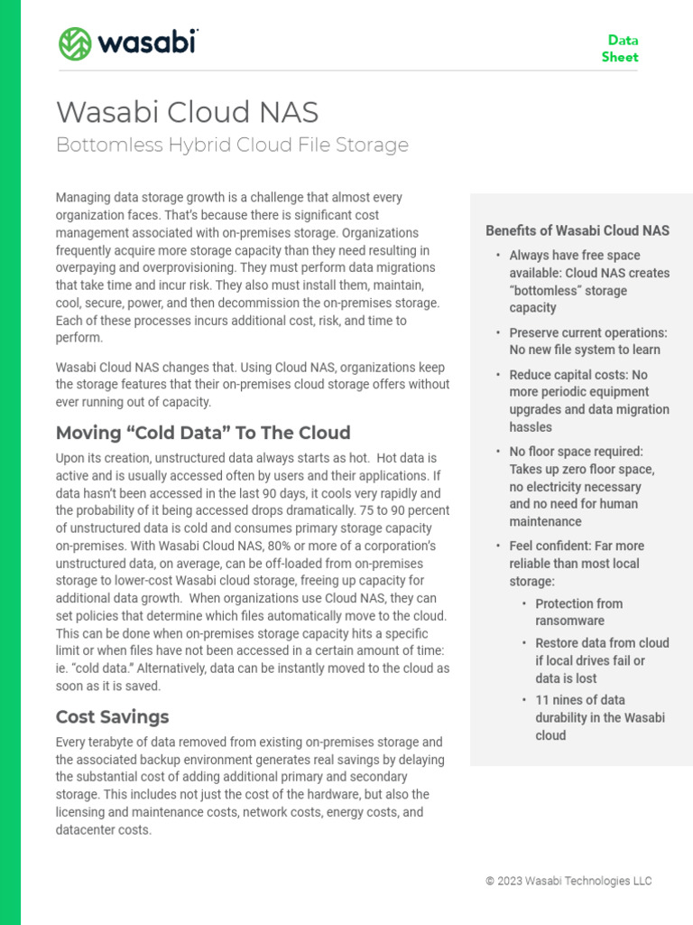 Cloud Nas Data Sheet-9-21 | PDF | Cloud Computing | Computer File