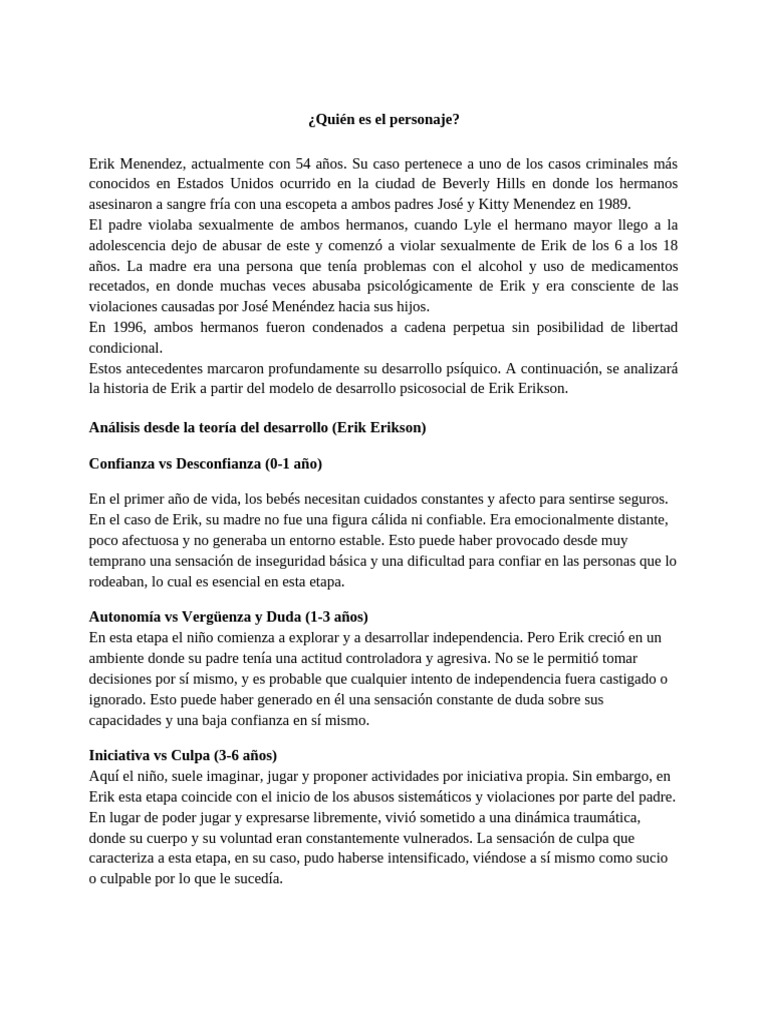 Ficha Erikson - Corregida | PDF | Violación | Sicología