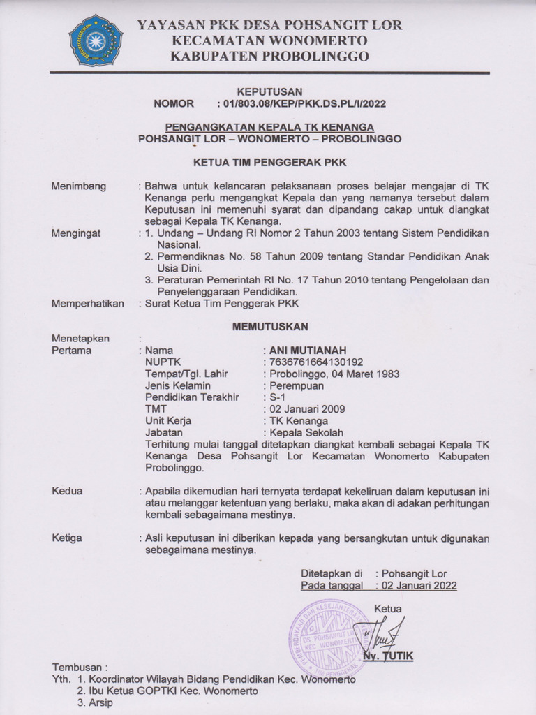 Pengangkatan - Kasek 728098 220418121822 | PDF