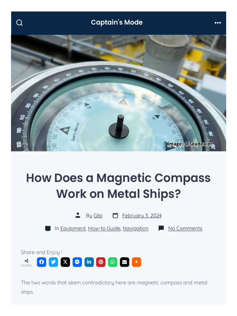 How Does A Magnetic Compass Work On Metal Ships - Captain's Mode | PDF | Compass | Navigation
