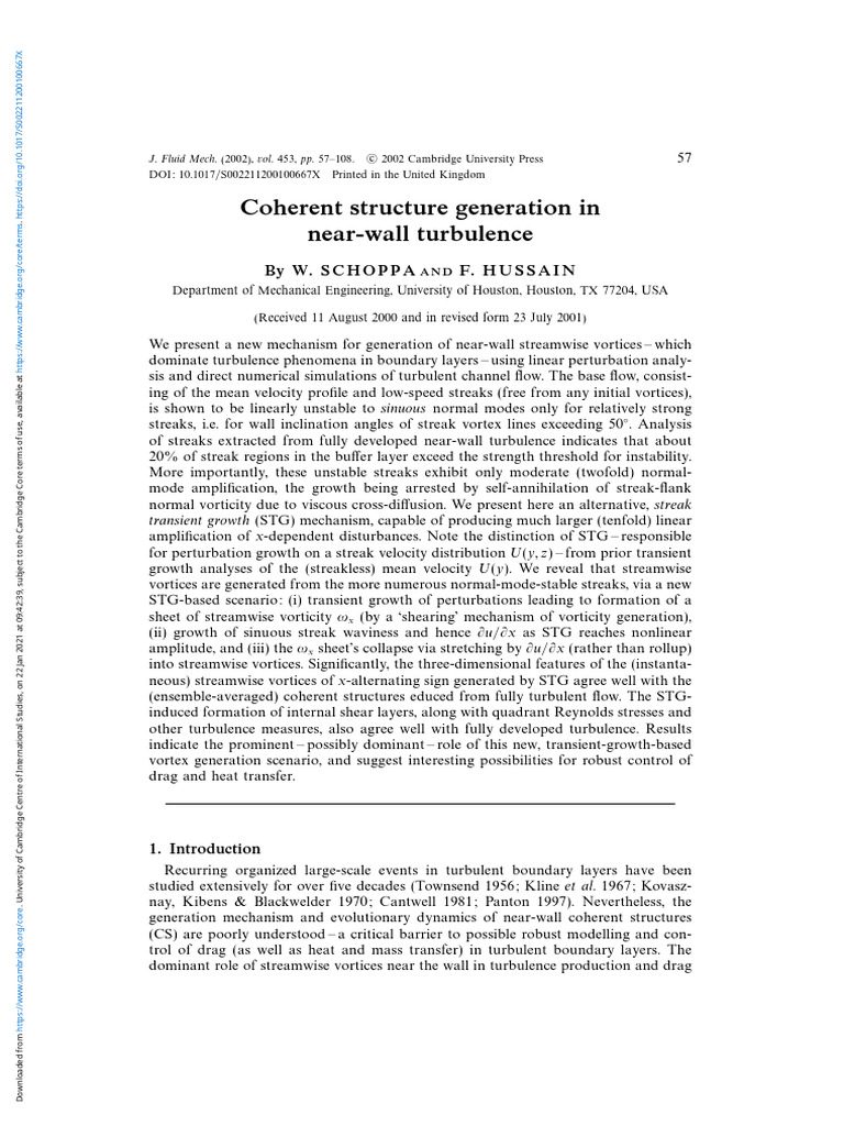 Coherent Structure Generation in Near-Wall Turbulence | PDF | Vortices | Turbulence