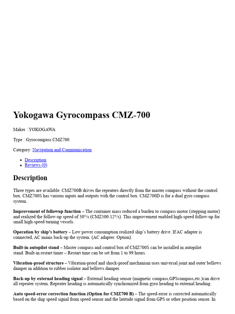 .SG - Product List - Navigation and Communication - Yokogawa ...