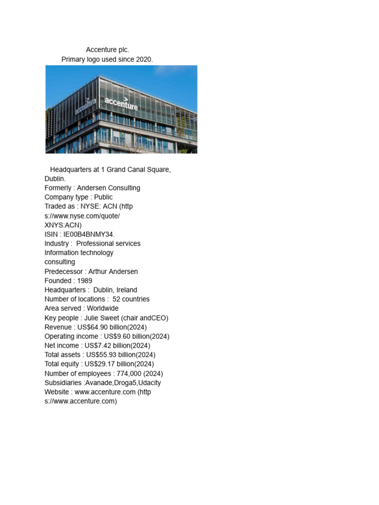 Accenture Overview: Company Profile 2024 | PDF