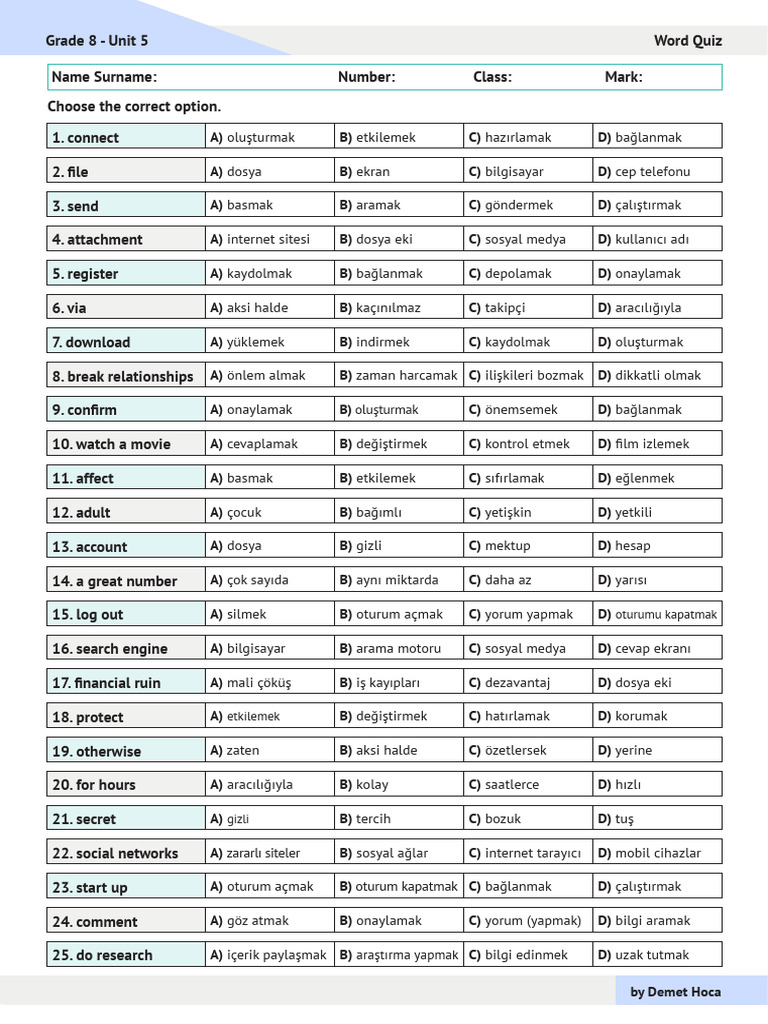 8.5 Word Quiz | PDF
