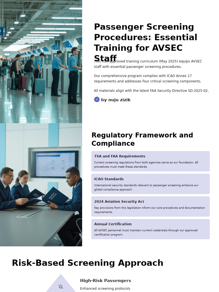 AVSEC Passenger Screening Training Guide | PDF | Airport Security