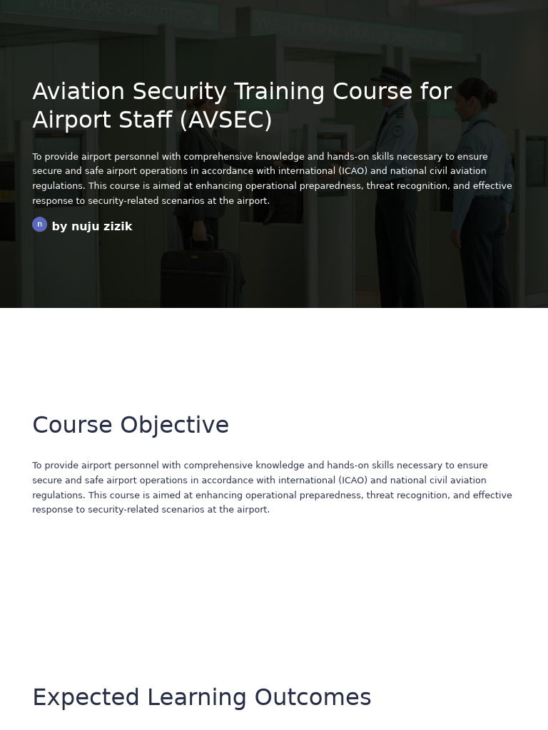 Aviation Security Training Course For Airport Staff AVSEC | PDF ...