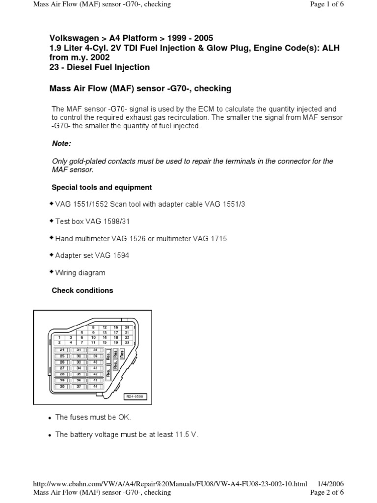 MAF Check Procedure | PDF | Electrical Connector | Throttle