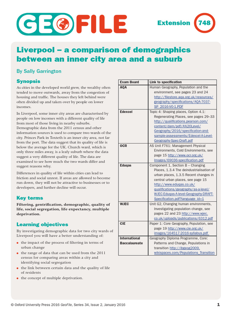 Liverpool Demographics: Inner City vs Suburb | PDF | Liverpool | Poverty