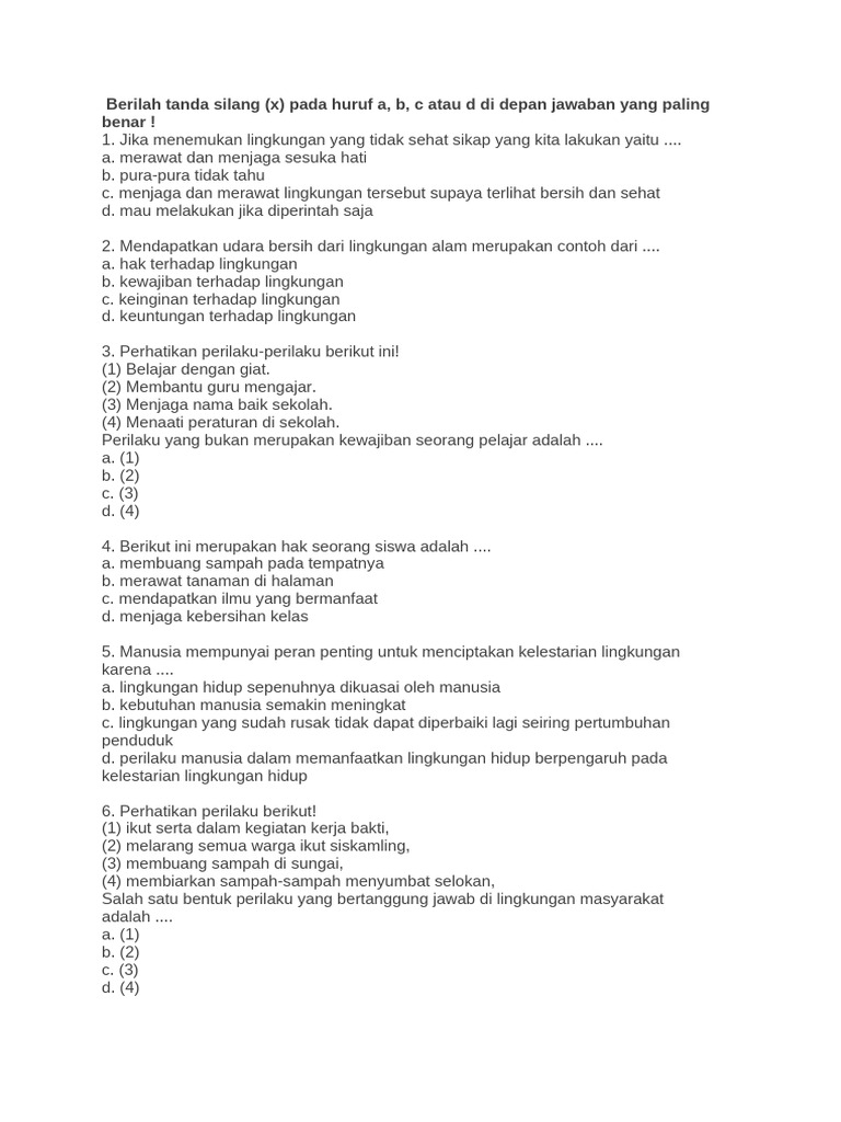 Pas PKN Kelas 6 | PDF