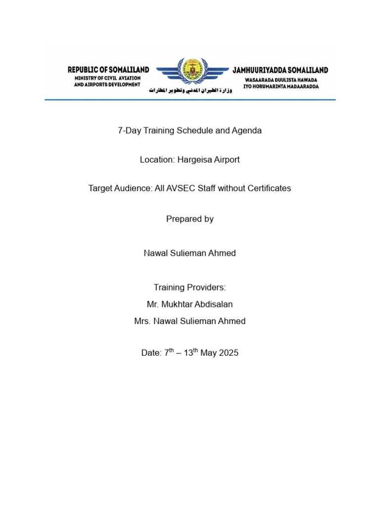 AVSEC 7-Day Training Agenda 2025 | PDF | Dangerous Goods | X Ray