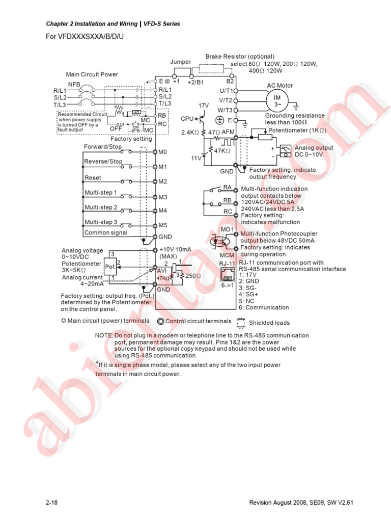 Sơ đồ đấu dây biến tần Delta VFD-S | PDF | Electrical Network | Power Supply