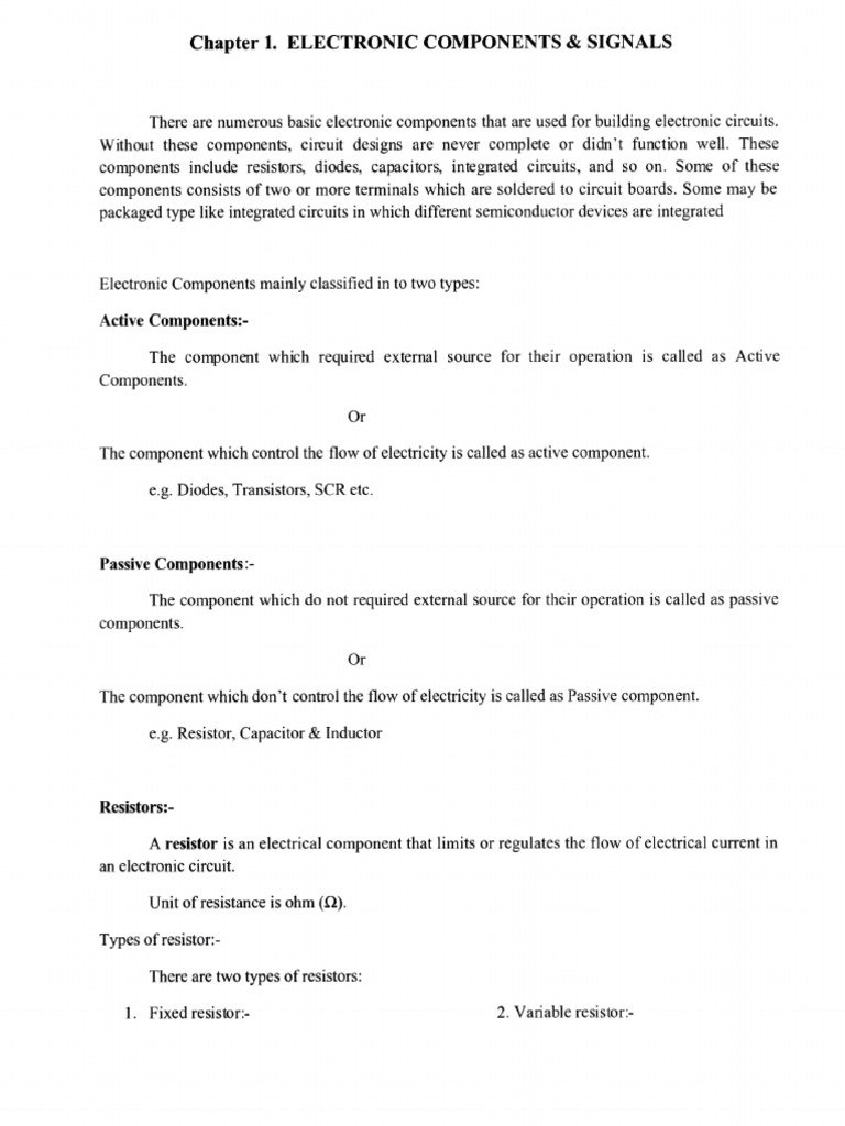 Basic Electronics Unit1 Notes | PDF | Electronic Component | Integrated ...