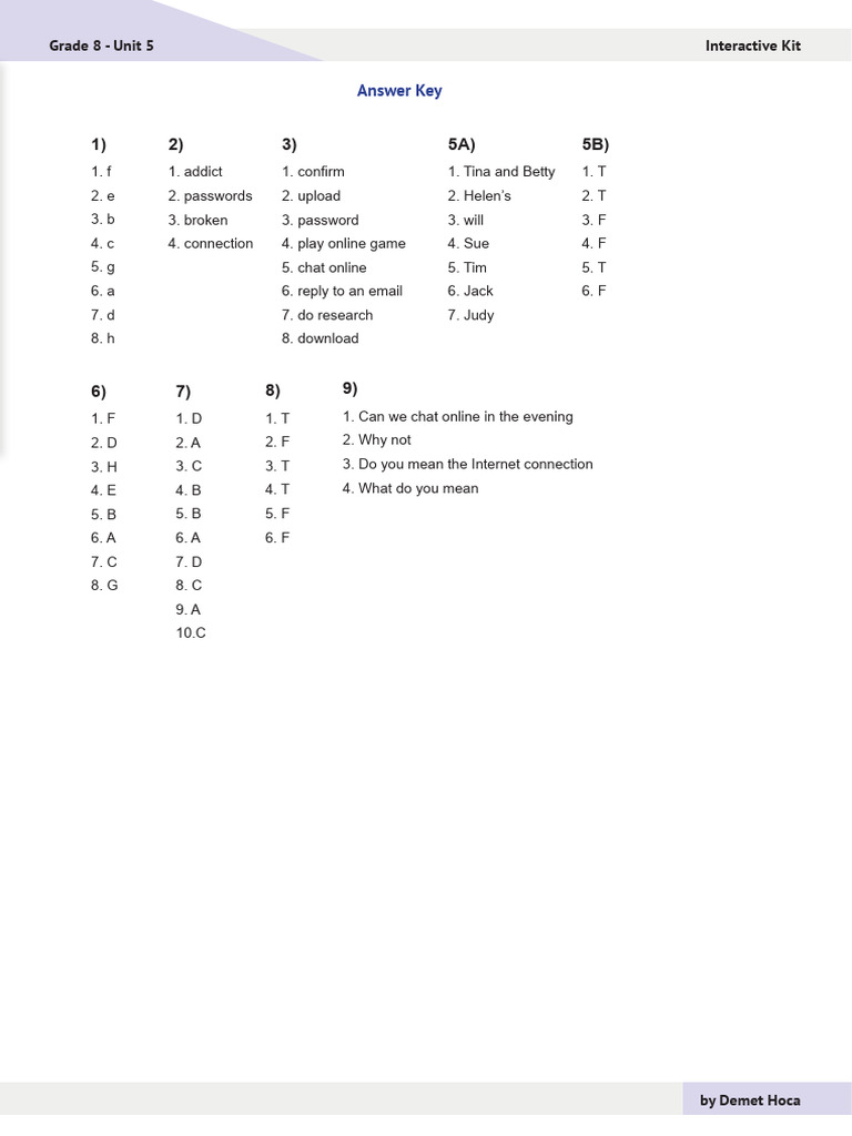 8 5 Answer Key Pdf
