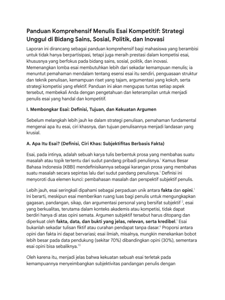 Panduan Menulis Esai Lomba | PDF