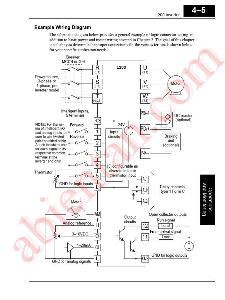 Sơ đồ đấu dây biến tần Hitachi L200 | PDF | Power Inverter | Electric Power
