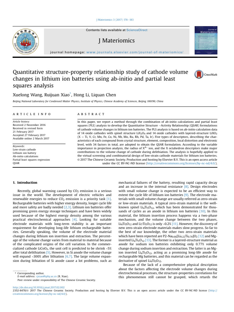 Quantitative Structure Property Relationship Study of Cathode - 2017 - Journal | PDF | Errors ...