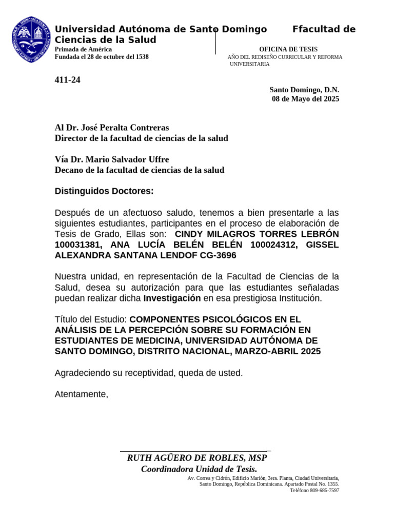 Tesis sobre Percepción en Estudiantes de Medicina | PDF | Universidad ...