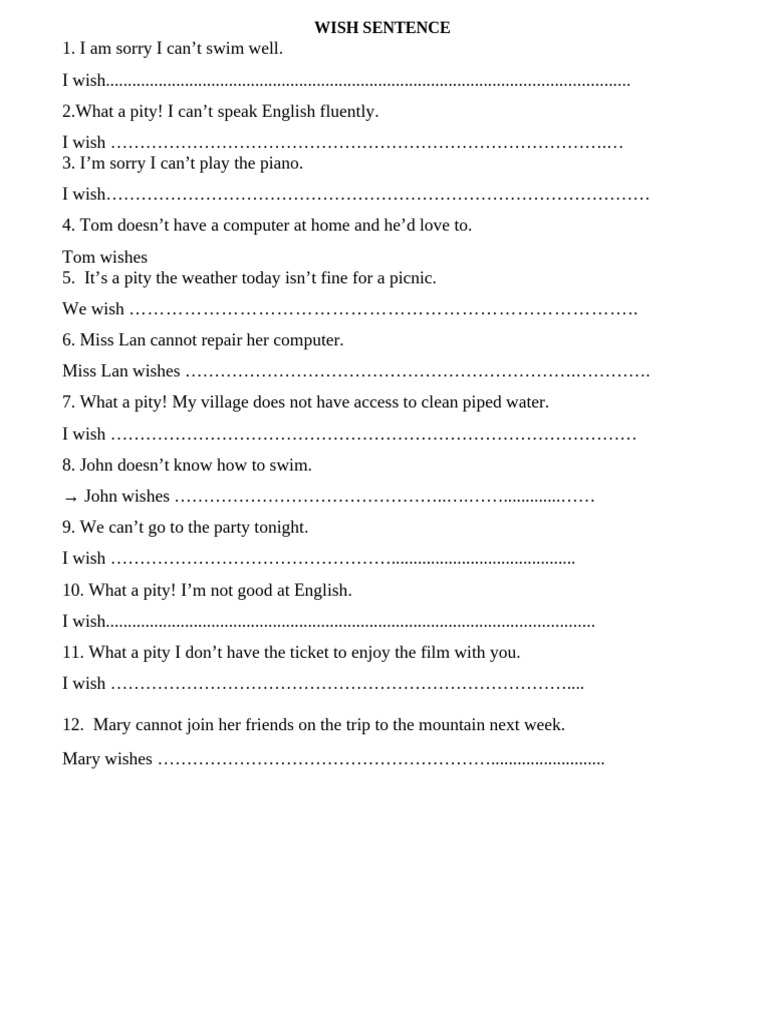 Wish Sentence | PDF